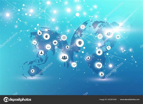 world map point with global technology networking concept digital data