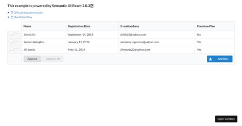 Semantic Ui Example Codesandbox