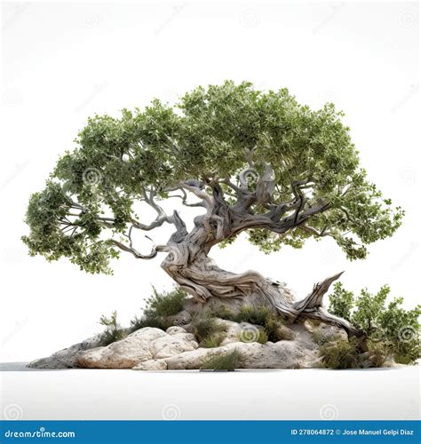 Detailed Botanical Illustration Of A Tree On A White Background Generative AI Stock