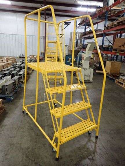 Cotterman Rolling Steel 4 Step Platform Ladder Yellow Tag Auctions