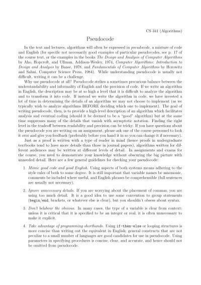 Pseudocode Tips