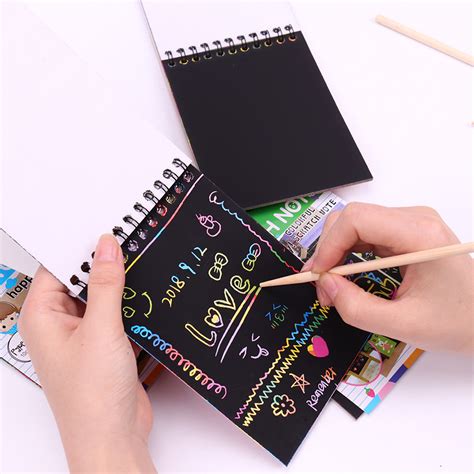 1PC Color Scratch Note Black Cardboard DIY Draw Sk Grandado