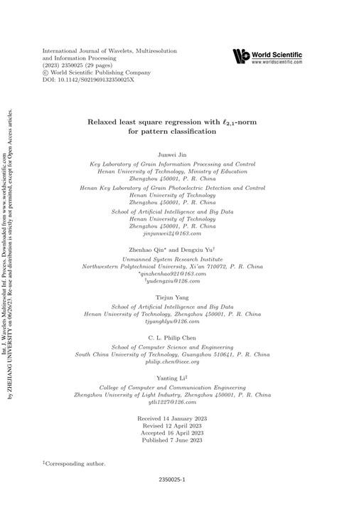 Pdf Relaxed Least Square Regression With ℓ 21 Norm For Pattern