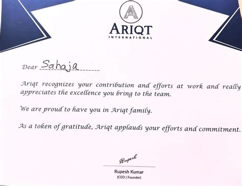 Sahaja Nadella On Linkedin Thank You Ariqt International Ariqt Nederland