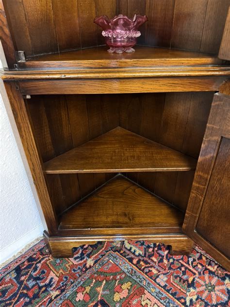 Fantastic Quality Glazed Oak Corner Cabinetcupboard Castle Antique
