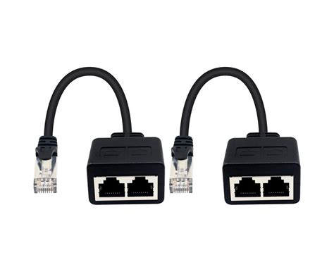 Duttek Rj45 Ethernet Splitter Rj45 Network Splitter Cable Rj45 1 Male To 2 Female Adapter For