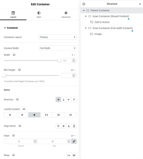 how to create a two column layout boxed width content and stretched