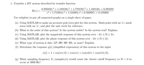 solved 1 consider a dt system described by transfer