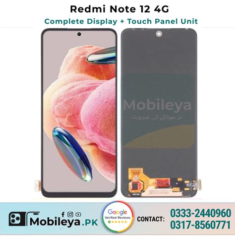 Xiaomi Redmi Note 12 4G - LED Display Panel with fitting - Mobileya