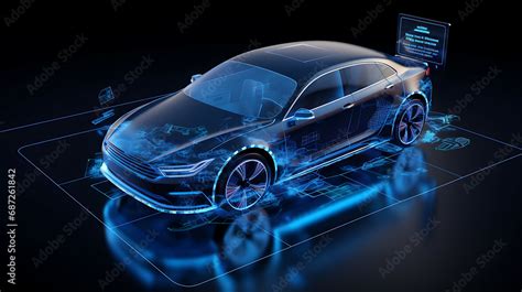 Car Design Using Holographic App In Digital Tablet Develop Modern