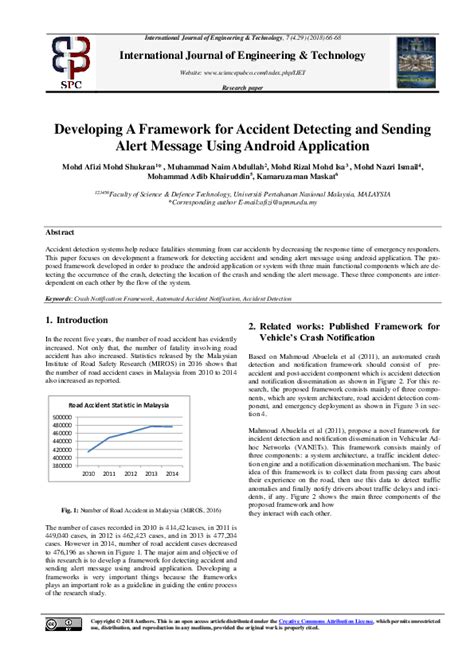 pdf developing a framework for accident detecting and sending alert