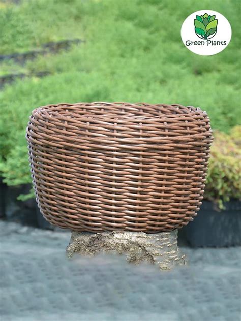 Кашпо 12 литров горщик для квітів та рослин вазон із штучного ротангу ручної роботи — ціна