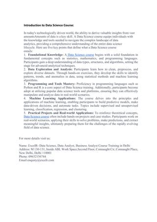 Data Science Course PDF Technology Industry Industries