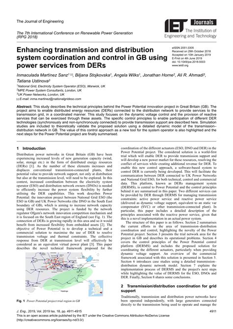 Pdf Enhancing Transmission And Distribution System Coordination And