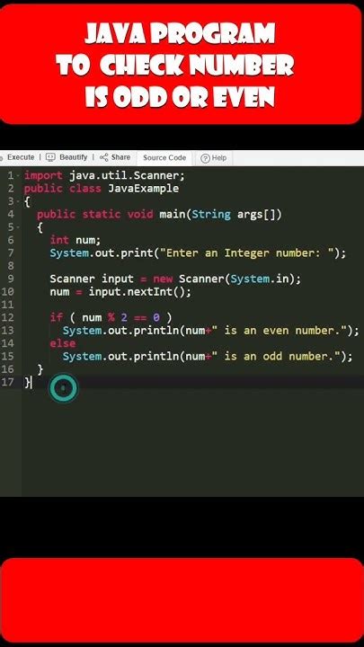 Java Program To Check Whether Number Is Even Or Oddshorts Java Javaprogramming