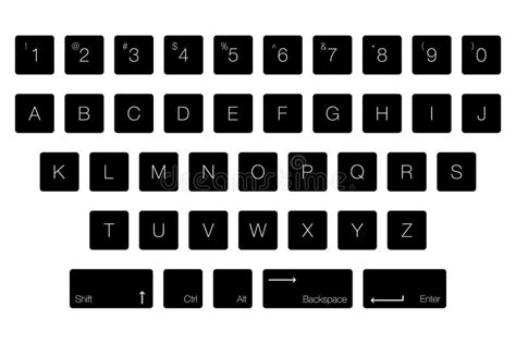 Vector Keyboard Computer Letter Keys Isolated Black Buttons In Stock