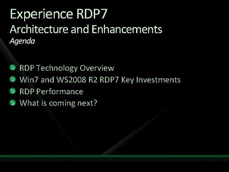 Microsoft Remote Desktop Protocol Rdp Architecture And Improvements