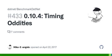 0104 Timing Oddities · Issue 433 · Dotnetbenchmarkdotnet · Github