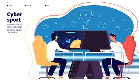 사이버 스포츠 랜딩 페이지 Esport 프로 게이머 팀 토너먼트 벡터 개념에 컴퓨터에서 온라인 비디오 게임을 재생 E스포츠에 대한 스톡 벡터 아트 및 기타 이미지 Istock