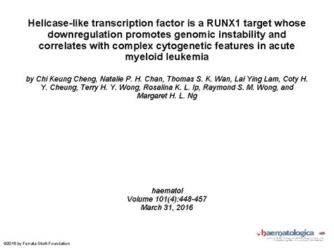 Helicaselike Transcription Factor Is A Runx 1 Target
