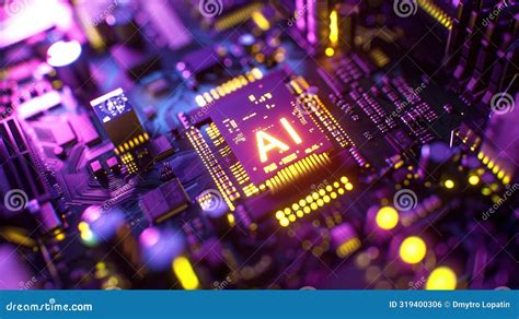 Dedicated Ai Microchip On Electric Circuit Board Artificial