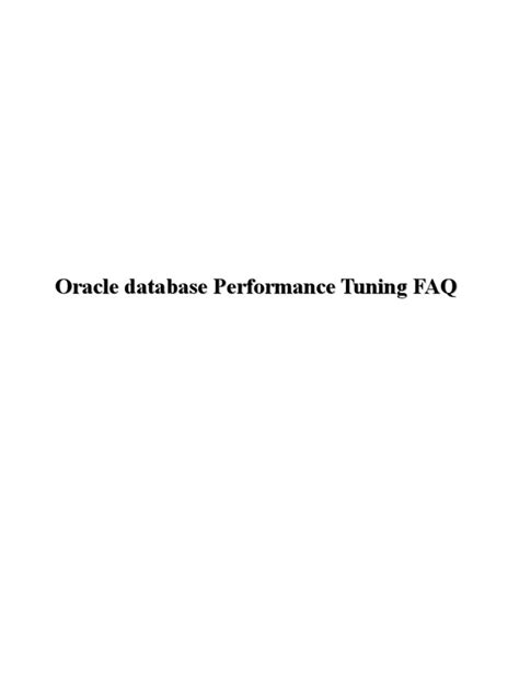 Oracle Database Performance Tuning Faq Pdf Oracle Database