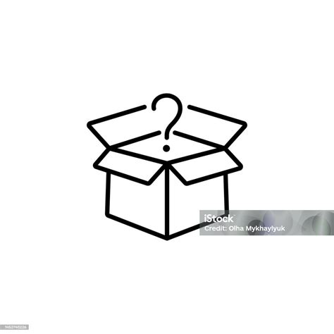 물음표 선형 아이콘이 있는 상자를 엽니다 우편 서비스 가는 선 사용자 정의 그림입니다 등고선 기호입니다 벡터 절연 윤곽선 그리기