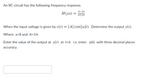 Solved An RC Circuit Has The Following Frequency Response Chegg
