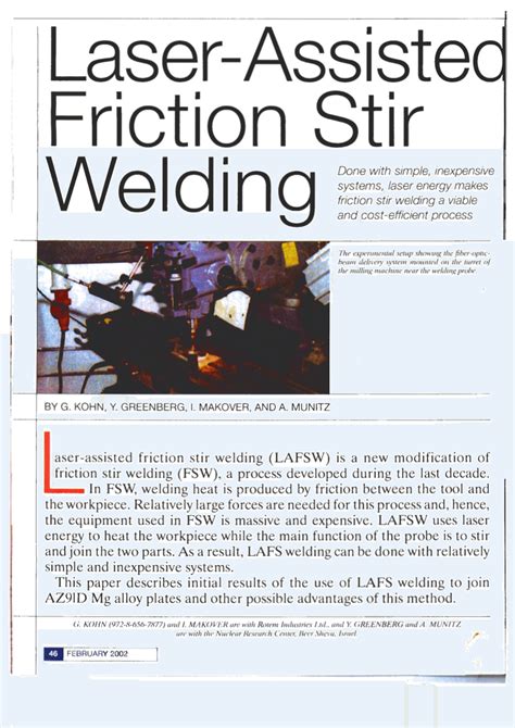 Pdf Laser Assisted Friction Stir Welding