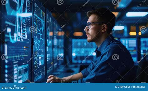 Data Analyst Interpreting Information On Monitors Aig41 Stock