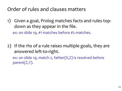 PPT - Lecture 6 Logic Programming rule-based programming with Prolog ...