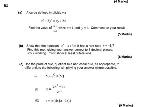 Solved Marks Q A A Curve Defined Implicitly Via X Y Chegg