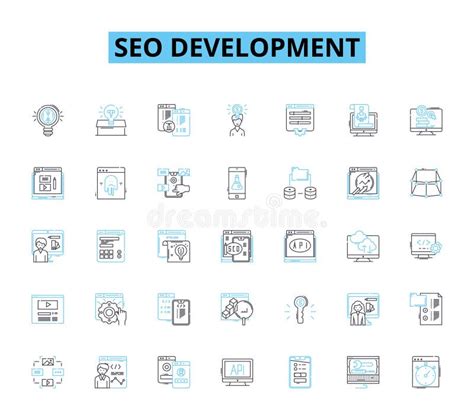 Seo Development Linear Icons Set Optimization Ranking Analysis Strategy Content Keywords