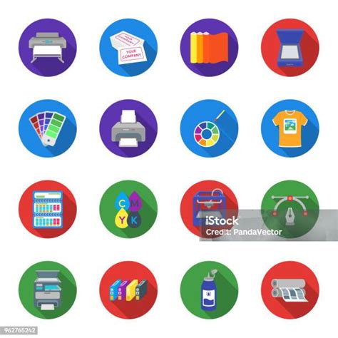 인쇄 제품 디자인에 대 한 설정 컬렉션 아이콘 평면 인쇄 및 장비 기호 재고 웹 일러스트 벡터 0명에 대한 스톡 벡터 아트 및 기타 이미지 Istock