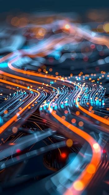 Futuristic Digital Network With Illuminated Pathways And Data Nodes Showcasing Advanced