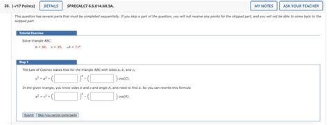 Solved Solve Triangle ABC B C A Chegg Com