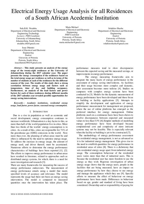 pdf electrical energy usage analysis for all residences of a south