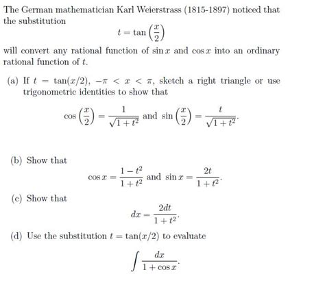 Solved The German Mathematician Karl Weierstrass 1815 1897