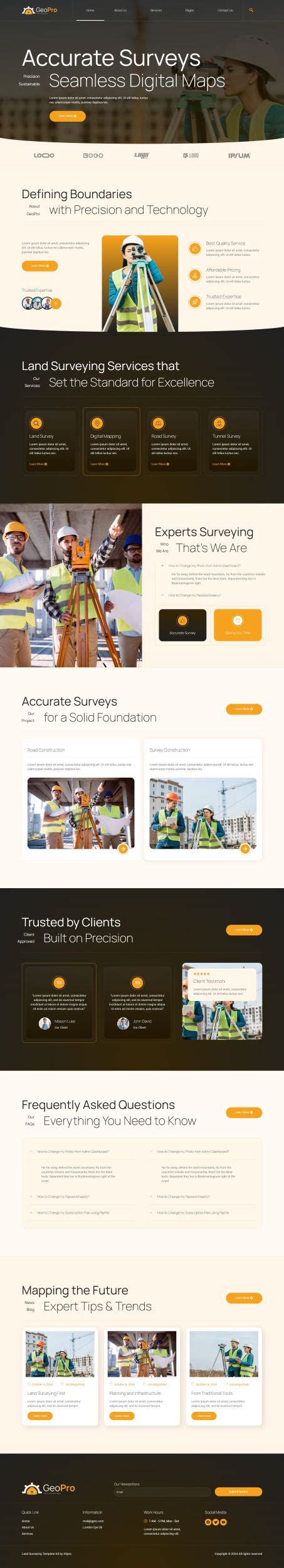Geopro Land Surveying And Digital Mapping Elementor Template Kit By Kitpro