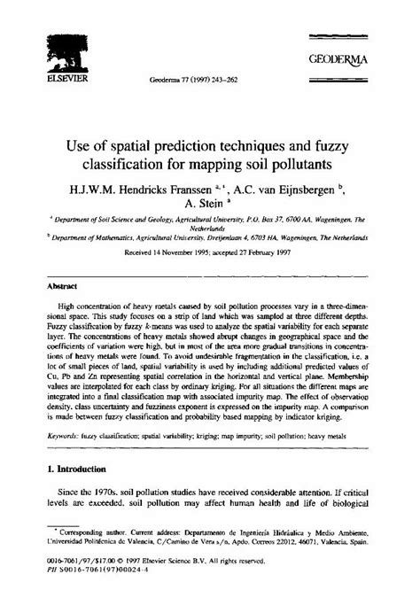 Pdf Use Of Spatial Prediction Techniques And Fuzzy Classification For