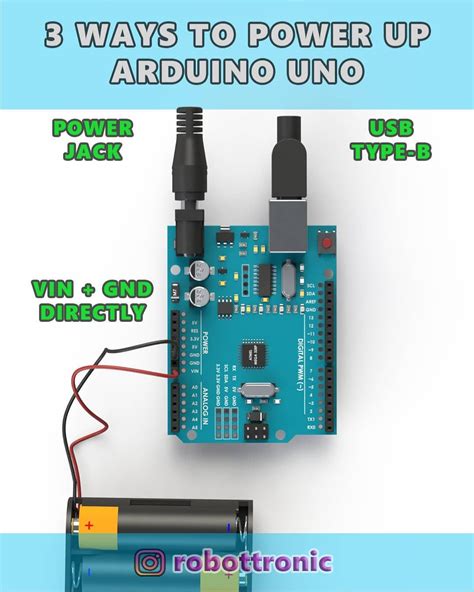 Robottronic Powering Up Arduino Uno Can Be Done In Three Ways Shown Usb Should Be Used When