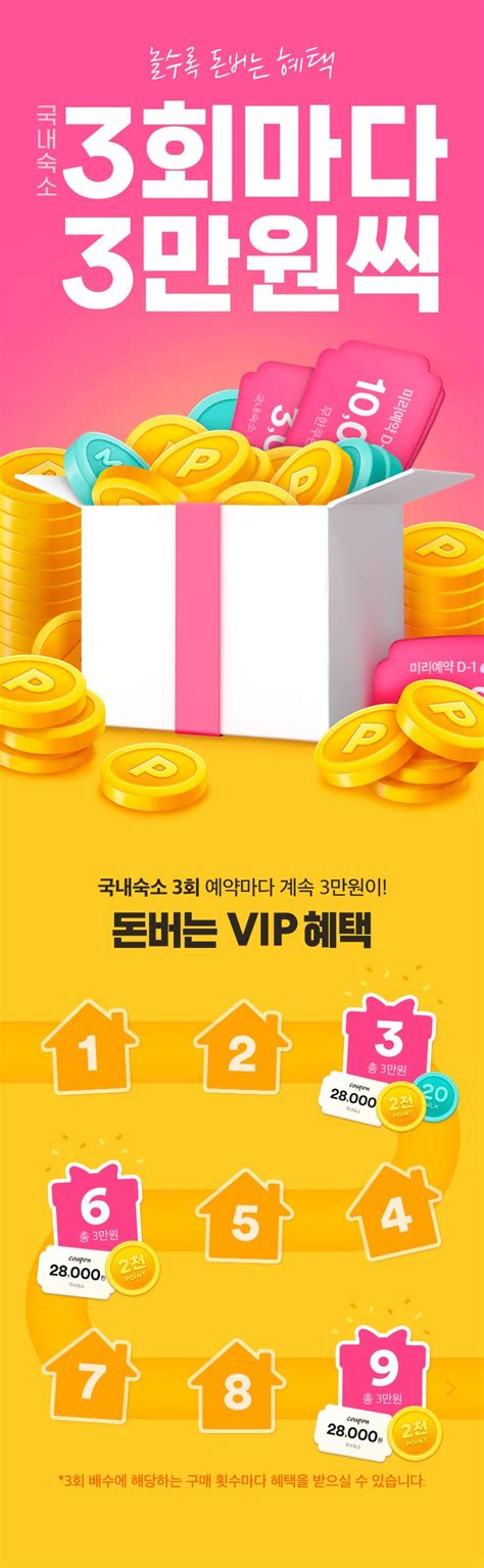 야놀자 Vip혜택 프로모션 플랫 디자인 편집 디자인 배너