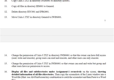 Solved 10 Copy Unix 3txt In Directory Iwbs001 To Directory