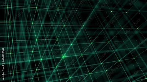 A Glowing Green Cubic Grid Of Digital Data Nodes And Flashing Information Streams Full Hd And