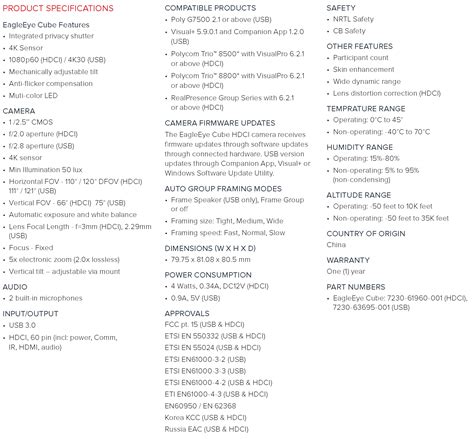 Video Conference Conference Cameras Poly Eagleeye Cube Usb Camera • Visitelecom