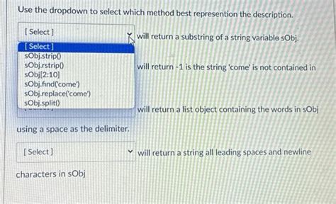 Solved Use The Dropdown To Select Which Method Best Chegg Com