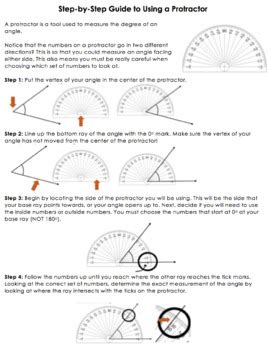Step By Step Guide To Using A Protractor By Resource Garden TPT