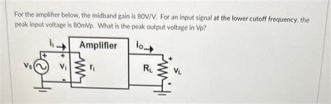 solved for the amplifier below the midband gain is 80v v