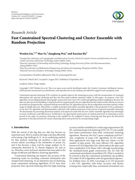 Pdf Fast Constrained Spectral Clustering And Cluster Ensemble With