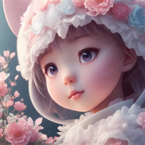 Anime Girl Spring Little White Background Concept Artwork Digital Art